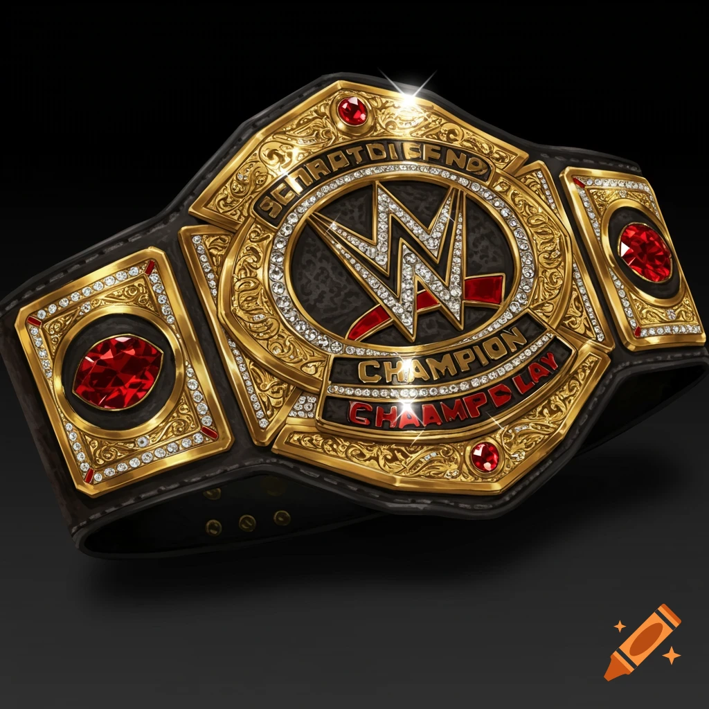 EWA wrestling championship belt with oval main plate on Craiyon