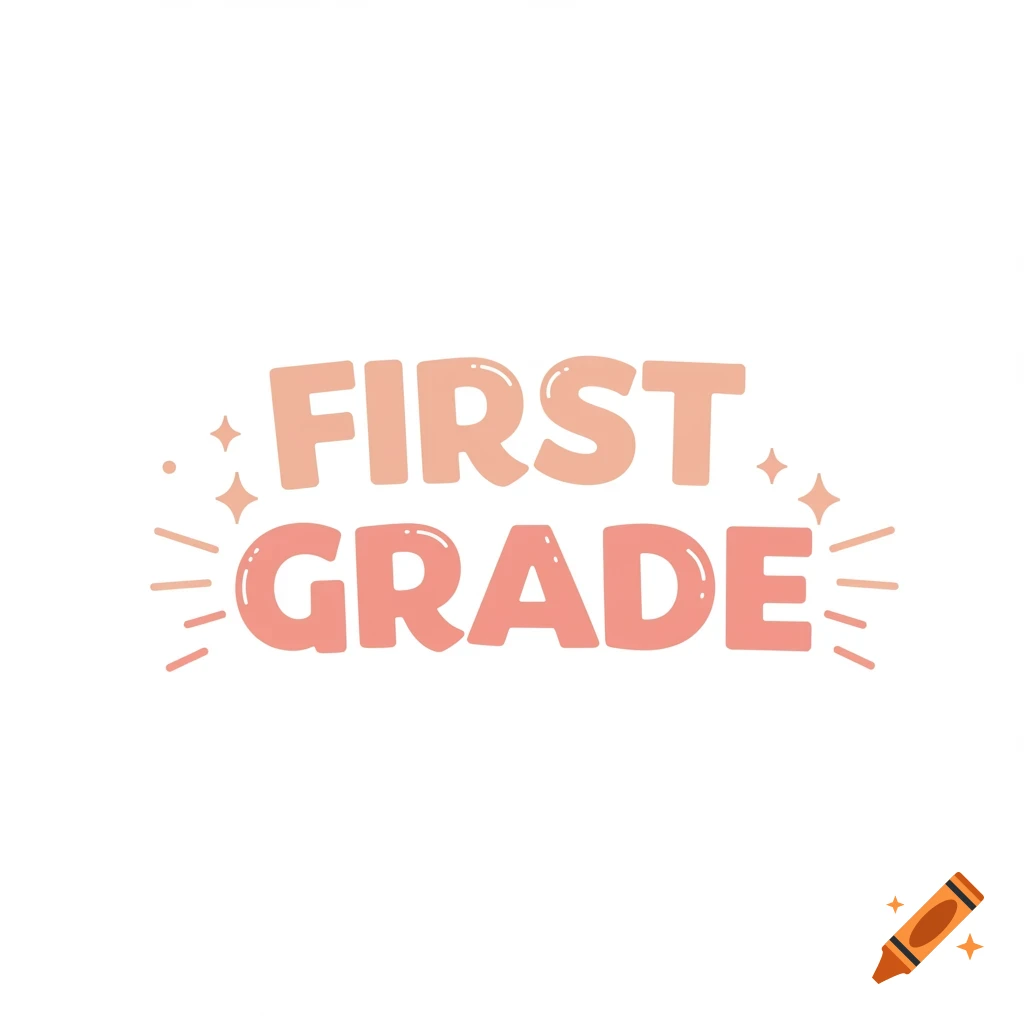 First Grade text with wavy baseline and sparkles on Craiyon