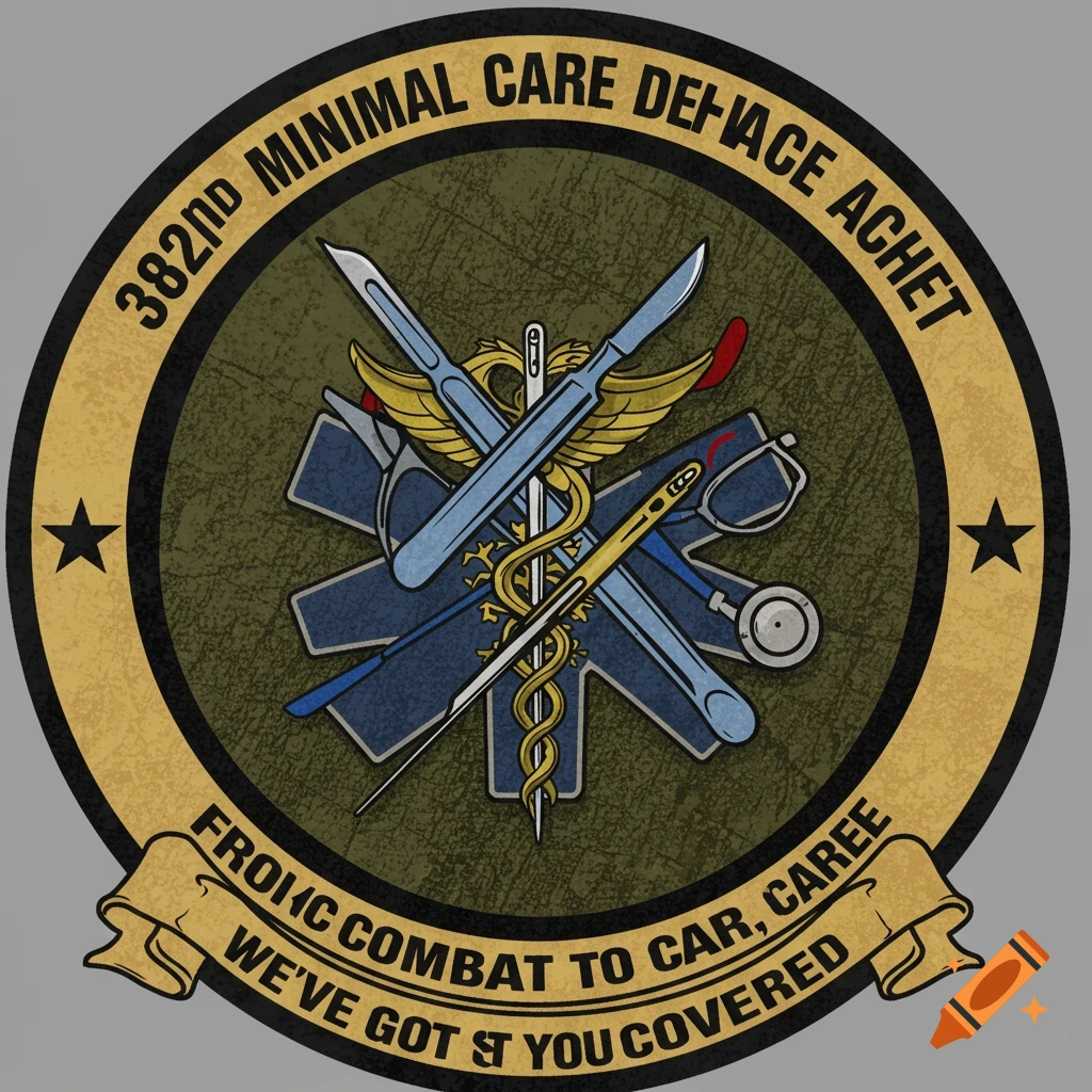 382nd Minimal Care Detachment logo with medical symbols and slogan on ...