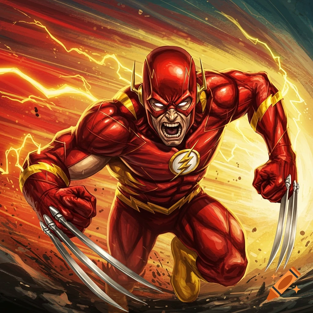 Illustration of Flash and Reverse-Flash speedsters running toward each ...