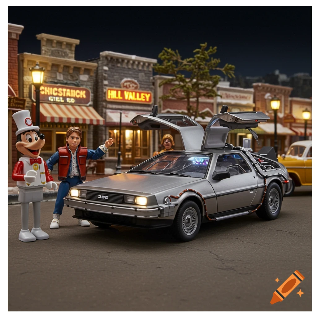 Steamboat willy Marty McFly in a time machine on Craiyon