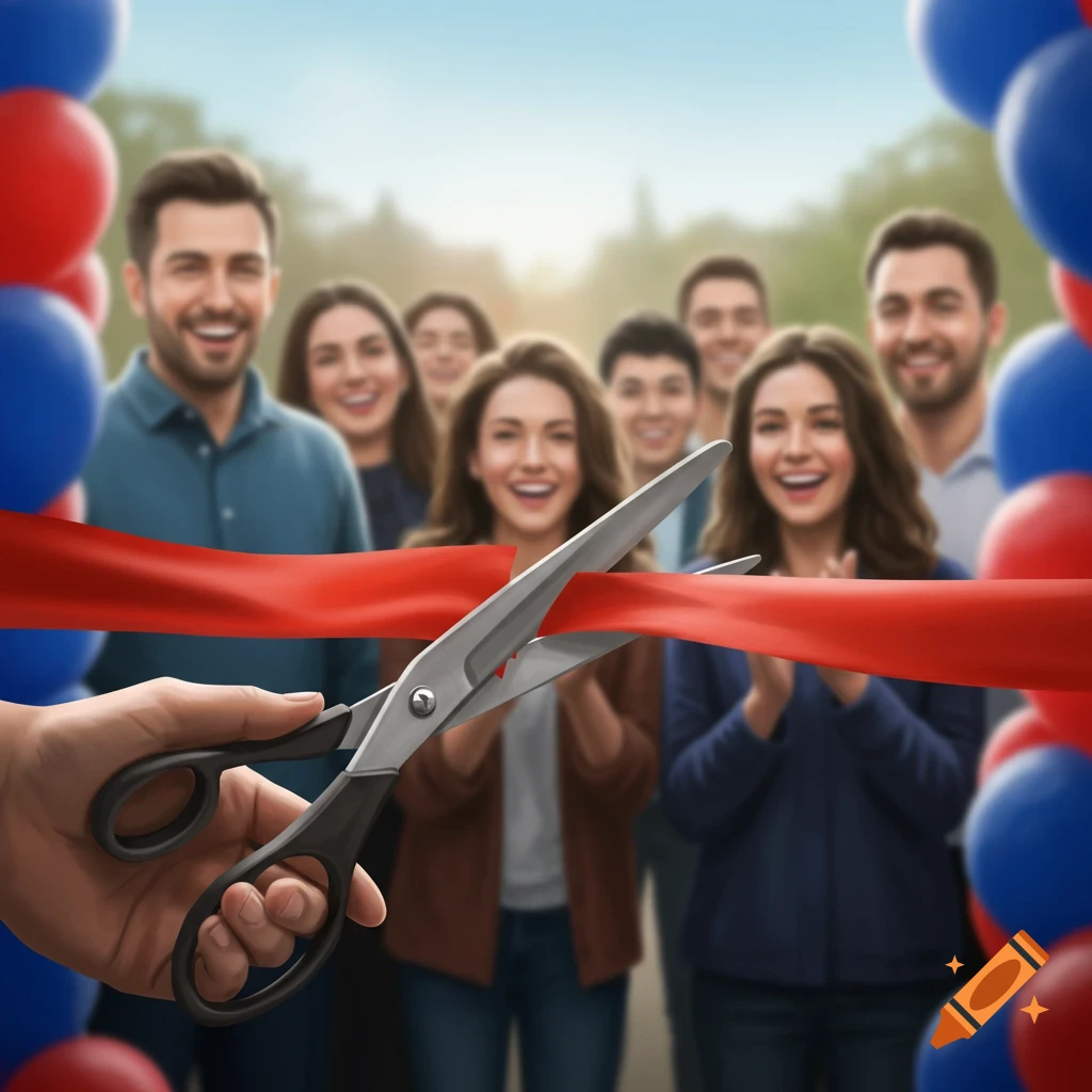 Ribbon Cutting Ceremony Clip Art created on Craiyon