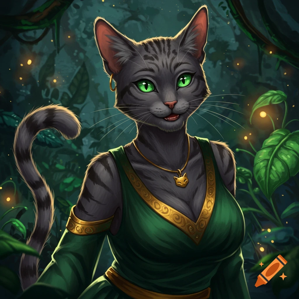 Illustration of a fantasy character with rabbit ears and braids ...