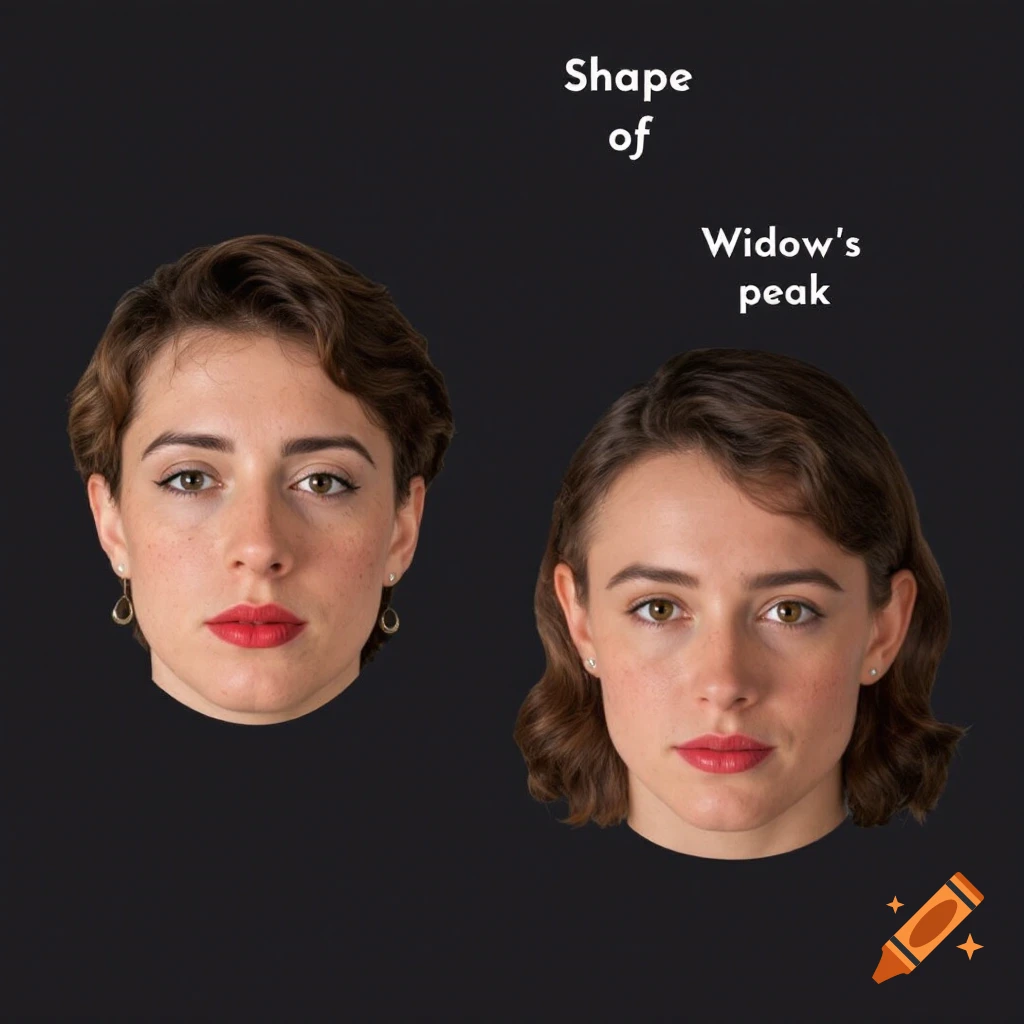 Two faces of a woman illustrating a widow's peak. on Craiyon