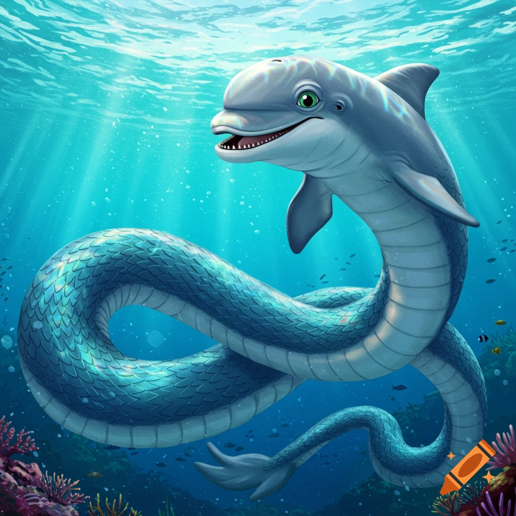 Snake and dolphin hybrid creature on Craiyon