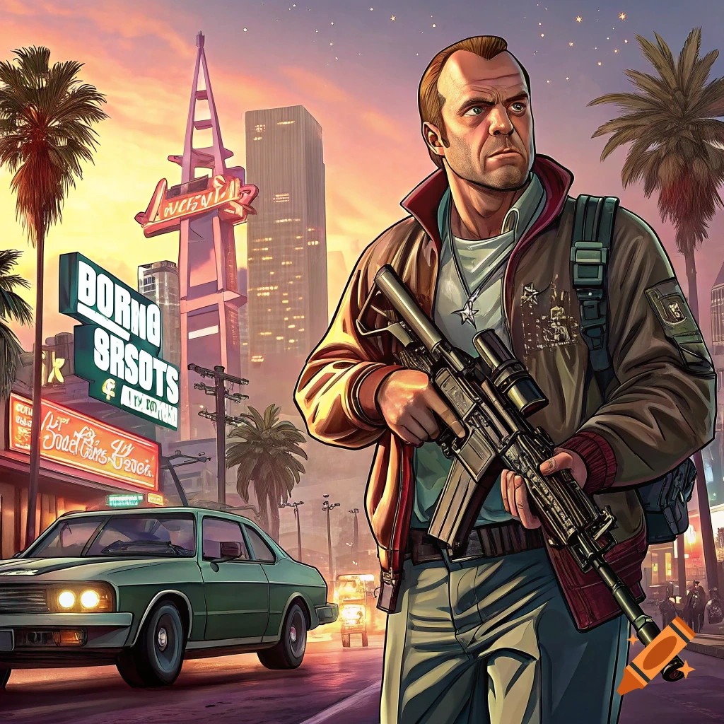 Alex Jones in GTA 5 mission on Craiyon