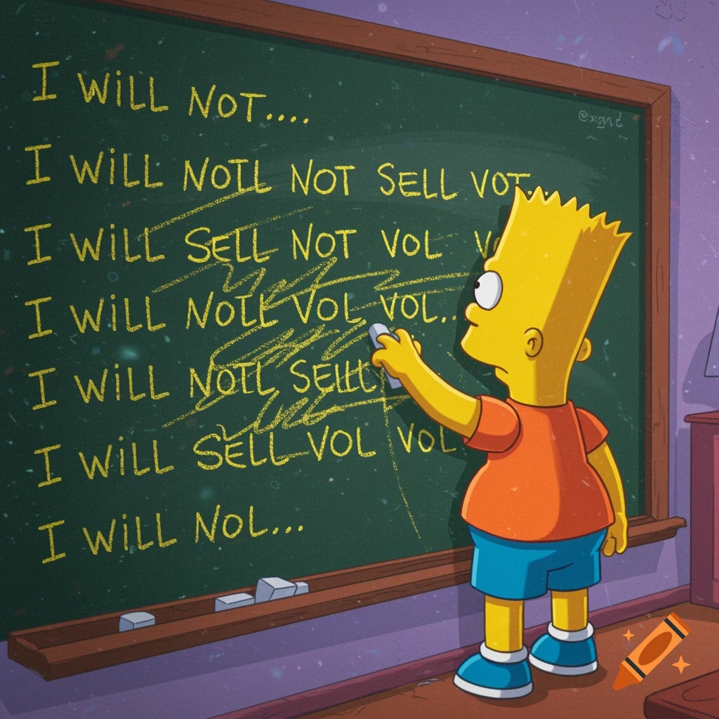 Bart Simpson writing 'I will not dox myself' on chalkboard on Craiyon