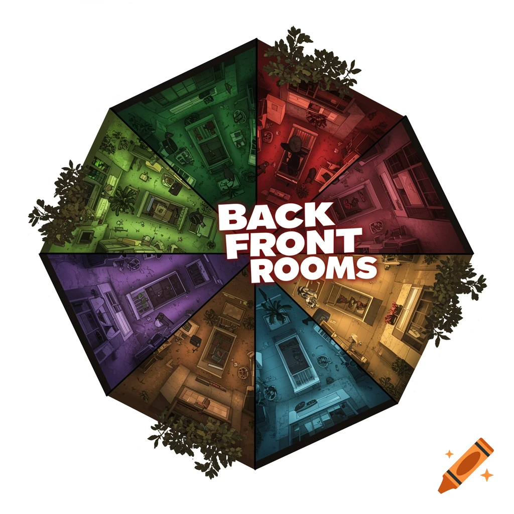 Back Rooms horror movie logo with infinite garden, playground, hallway ...