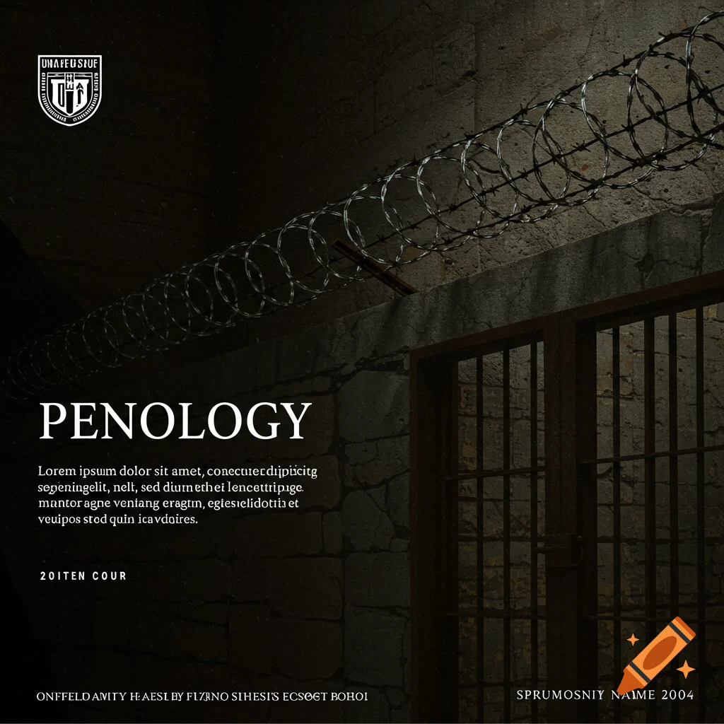Penology course banner with prison imagery for university course on Craiyon