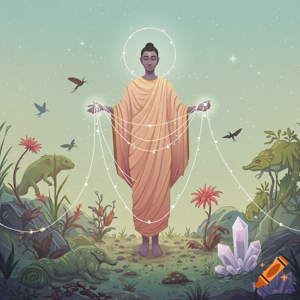 Abstract image of interconnected objects with strings on Craiyon