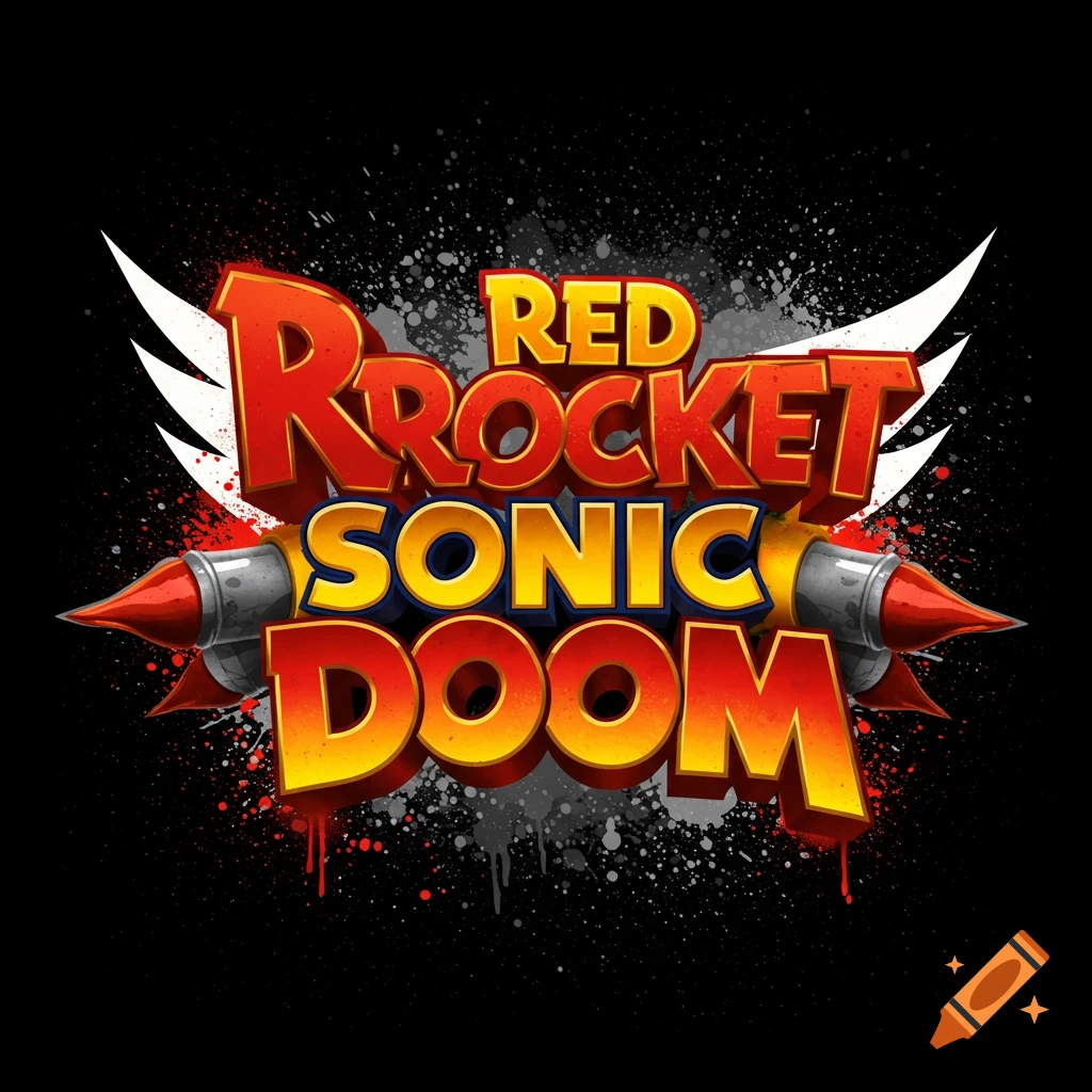 Red Rocket Sonic Doom lettering on Craiyon
