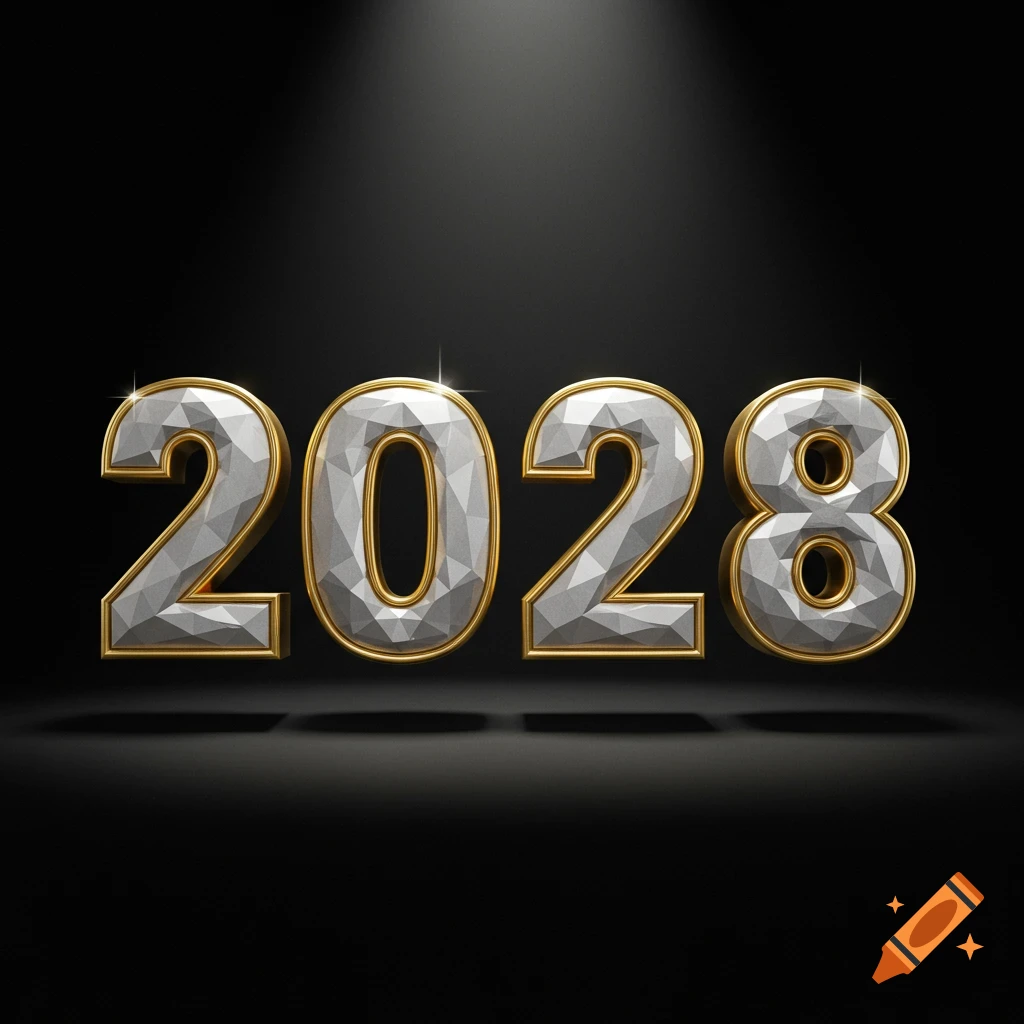 3D render of '2028' in a jewelry style on Craiyon