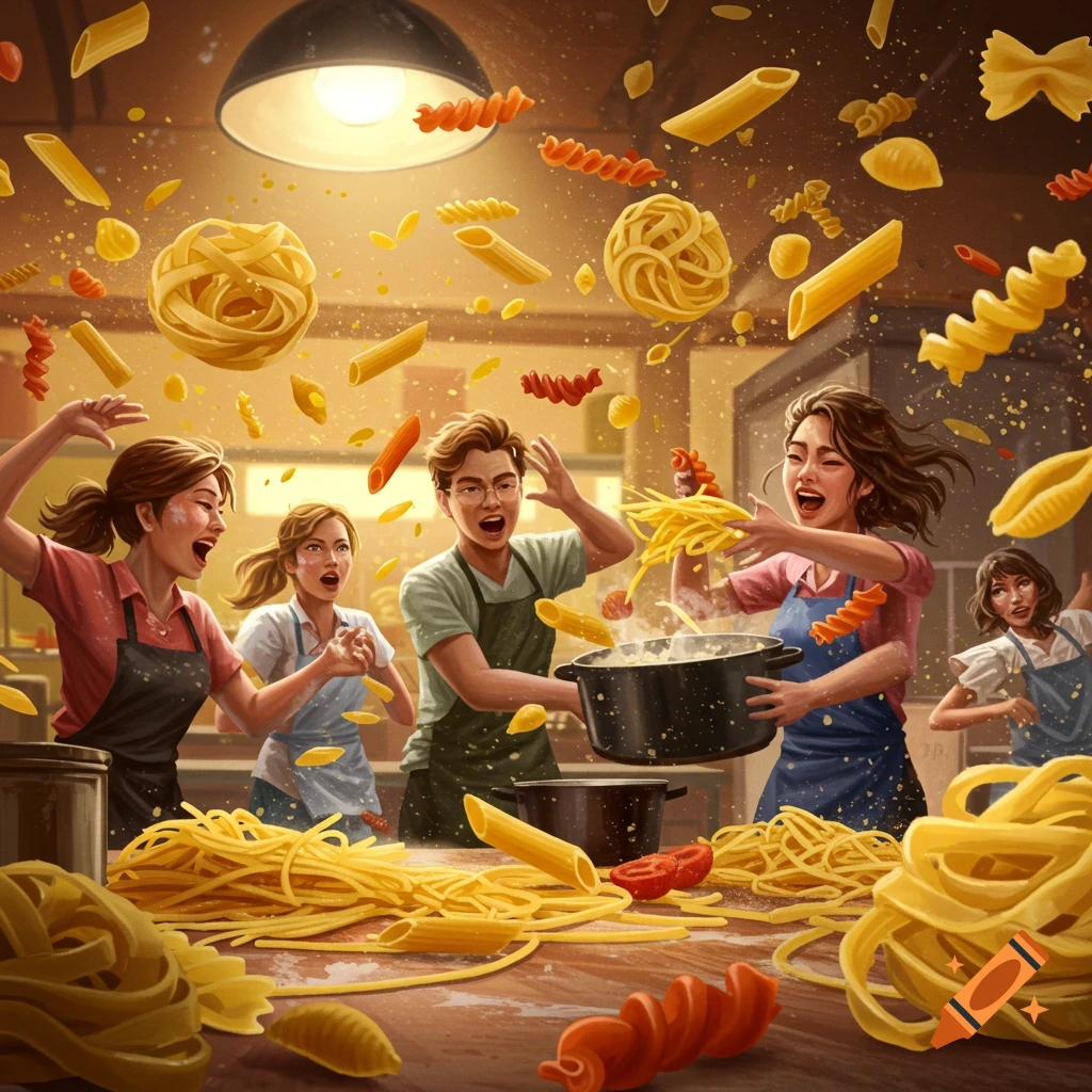 Pasta fight on Craiyon