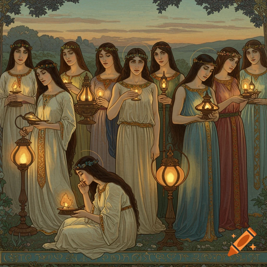 Alphonse Mucha style fantasy illustration of an ethereal androgynous ...