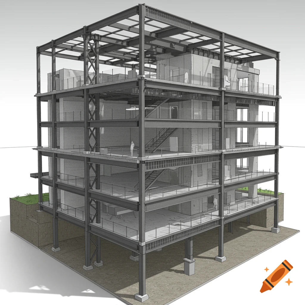 Photorealistic BIM rendering of a multi-story office building ...