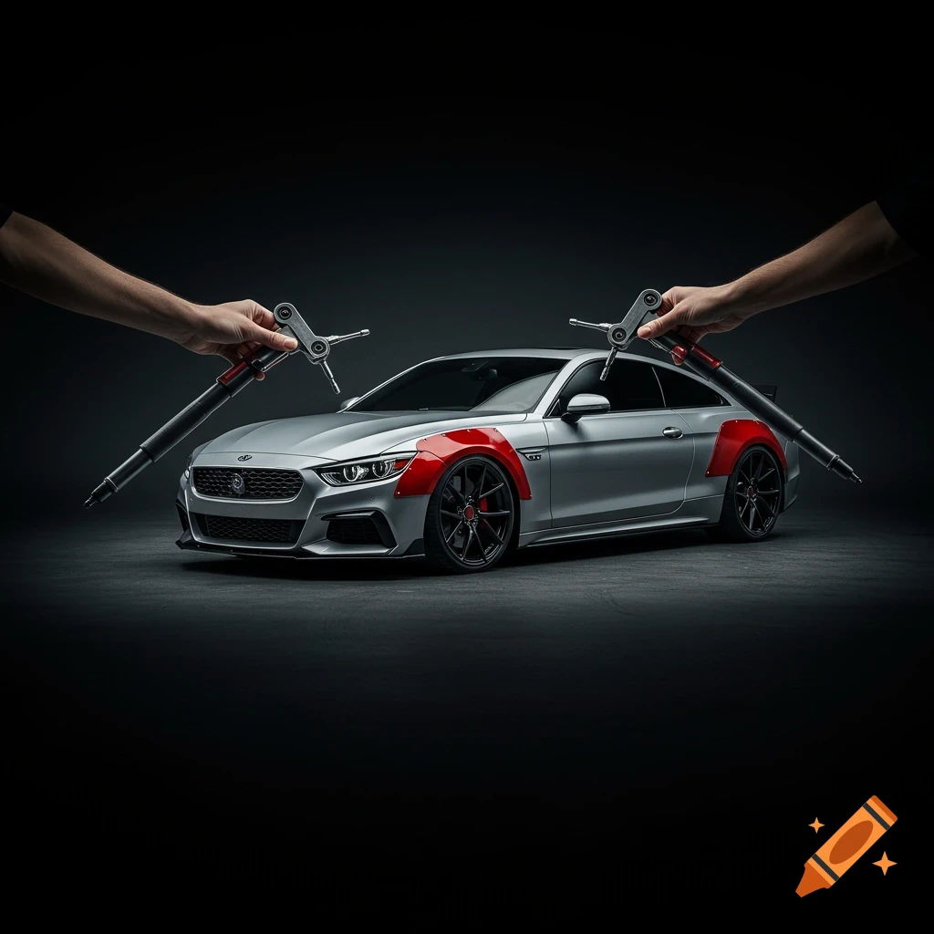 Glosslab Customs logo with car detailing tools on Craiyon