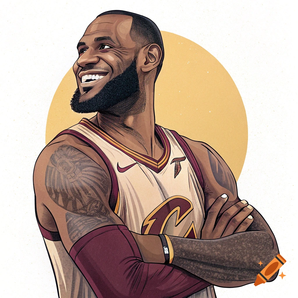 Illustration of LeBron James crying while wearing a Cleveland Cavaliers ...