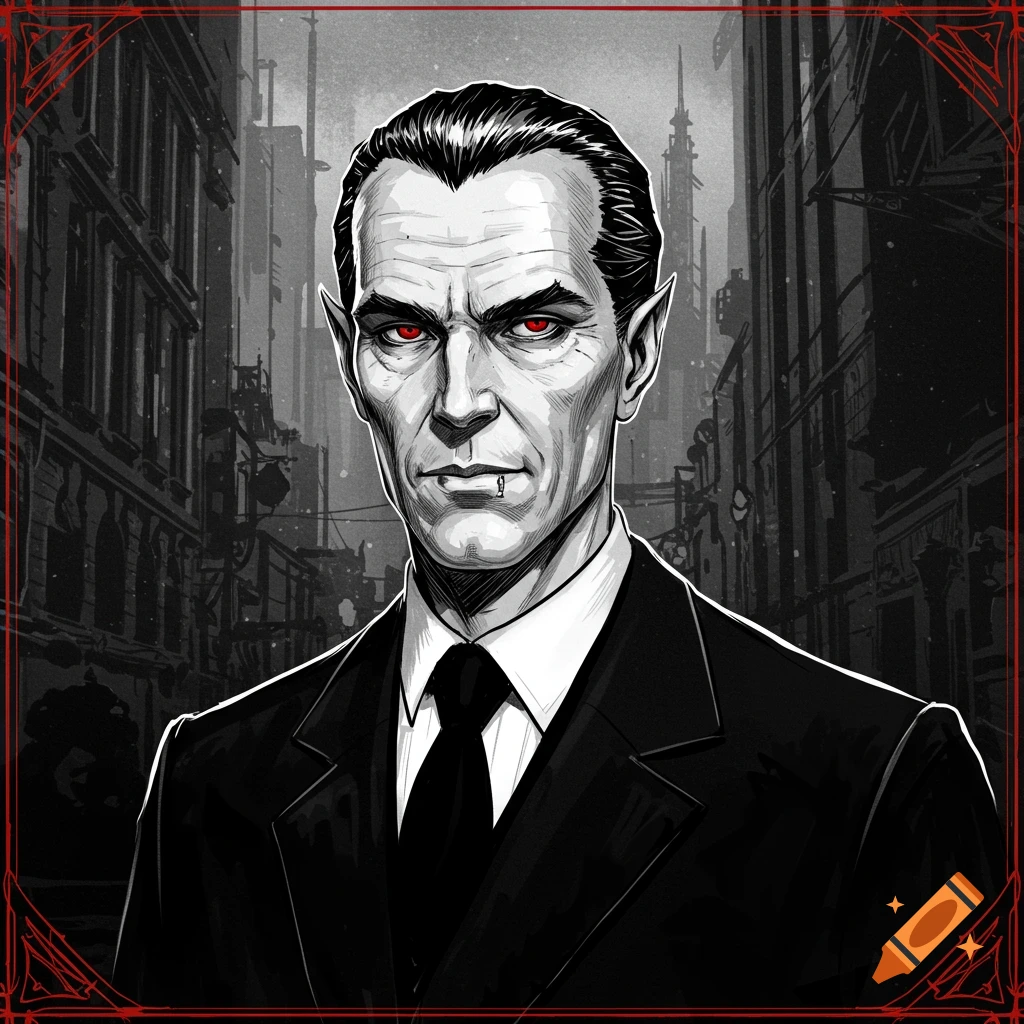 Dutch Ventrue vampire portrait in urban gothic style on Craiyon