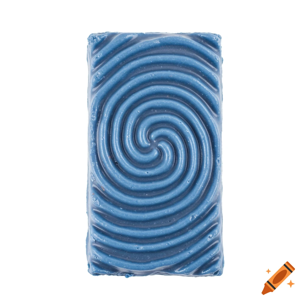 Close-up of a blue rectangular bar with a swirling pattern. on Craiyon