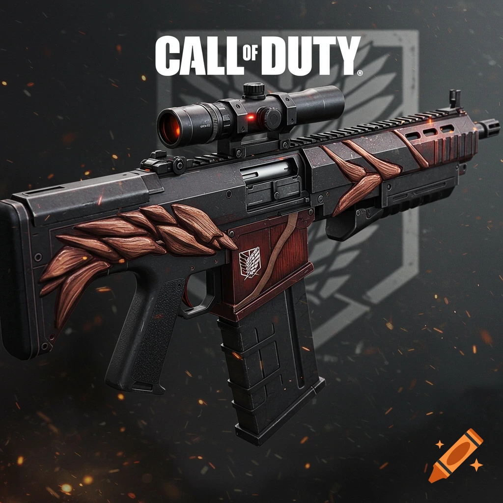 3D render of a Call of Duty gun skin with Attack on Titan theme ...
