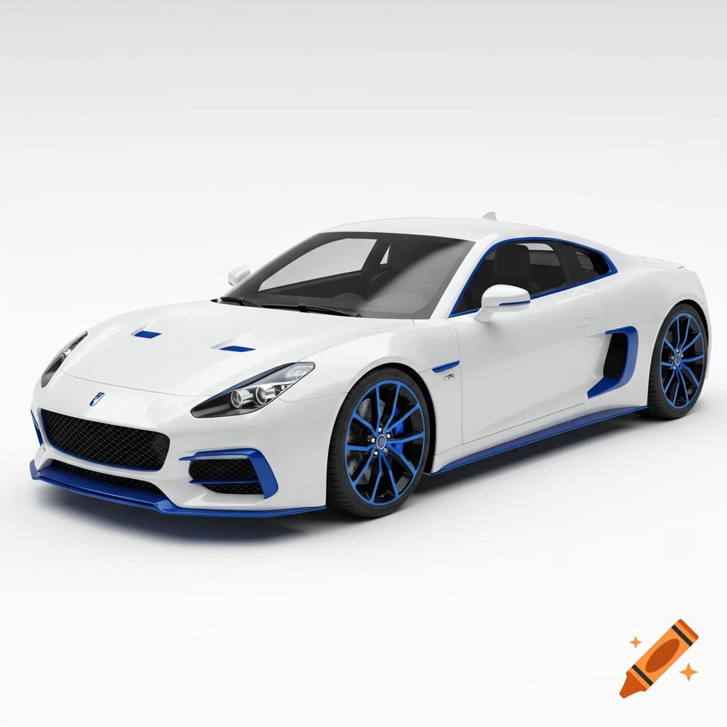 Sleek white sports car with silver wheels in Lotus, Tesla, and Chrysler ...