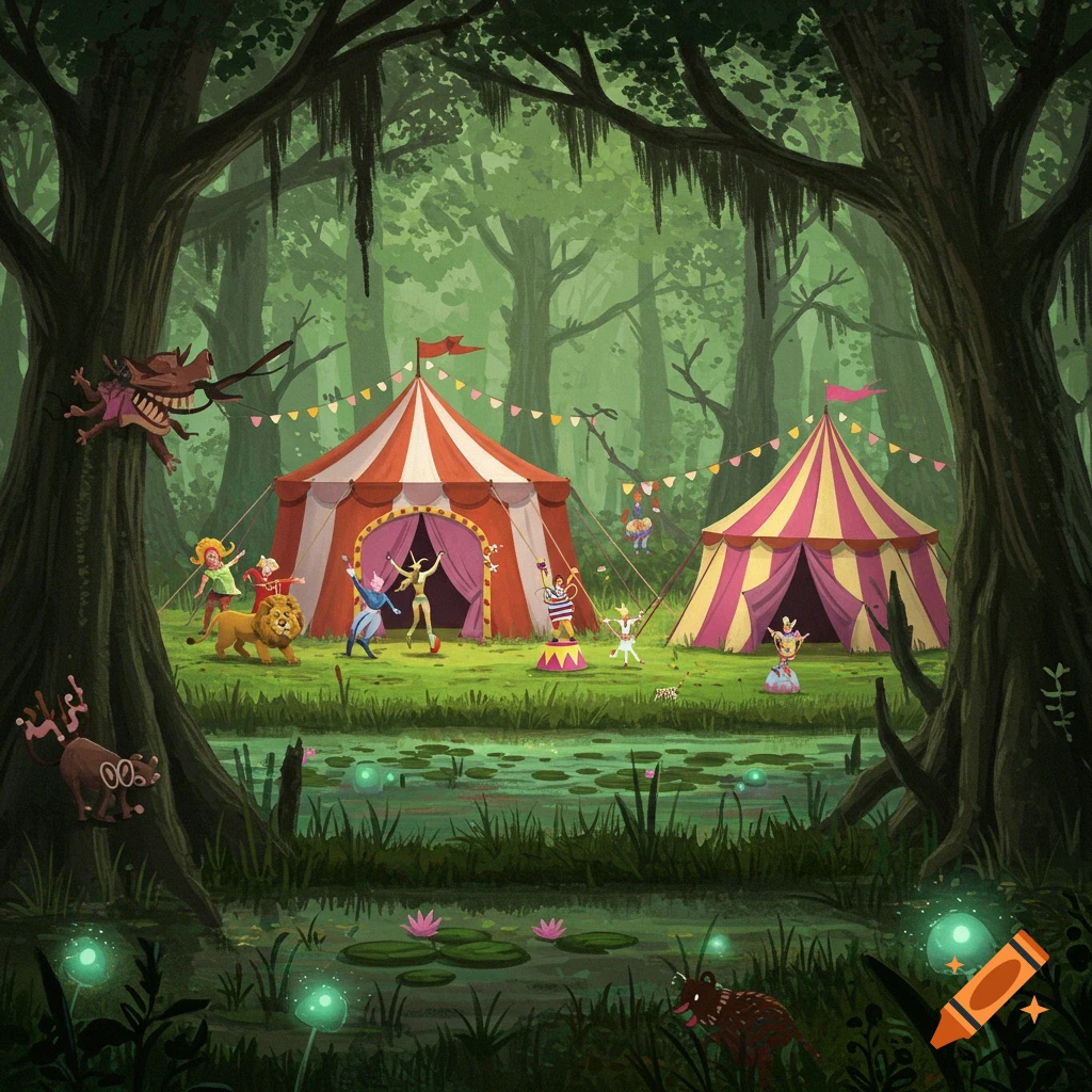 Isometric illustration of a detailed carnival map with tents, a Ferris ...