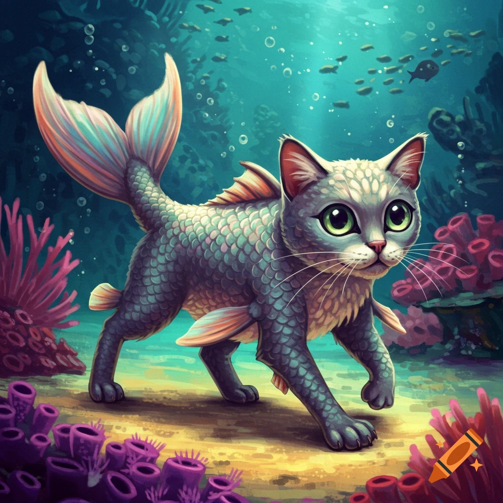 Walking fish cat on Craiyon