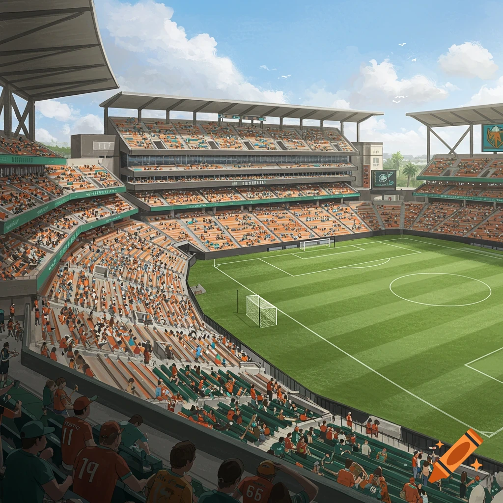 A large, full soccer stadium on Craiyon