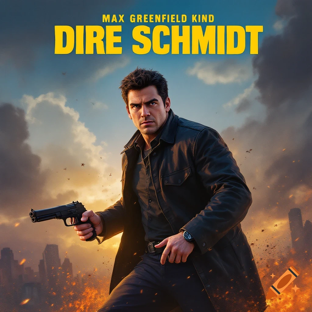 Movie poster for Dire Schmidt starring Max Greenfield and Steven van Zandt on Craiyon