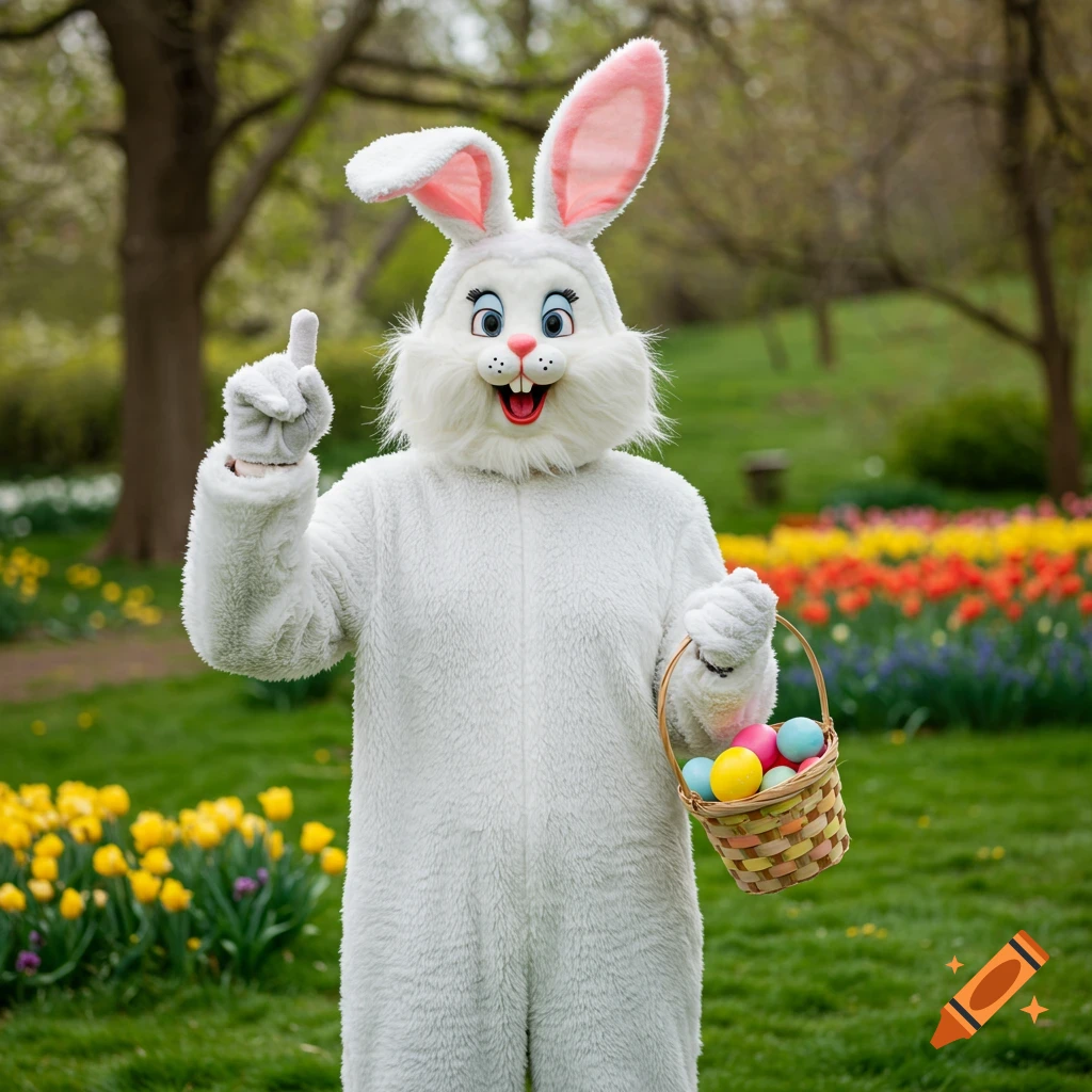 Easter bunny showing rude gesture on Craiyon