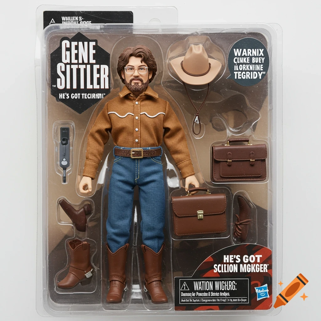Photorealistic action figure of Gene Sittler in packaging with "He's ...