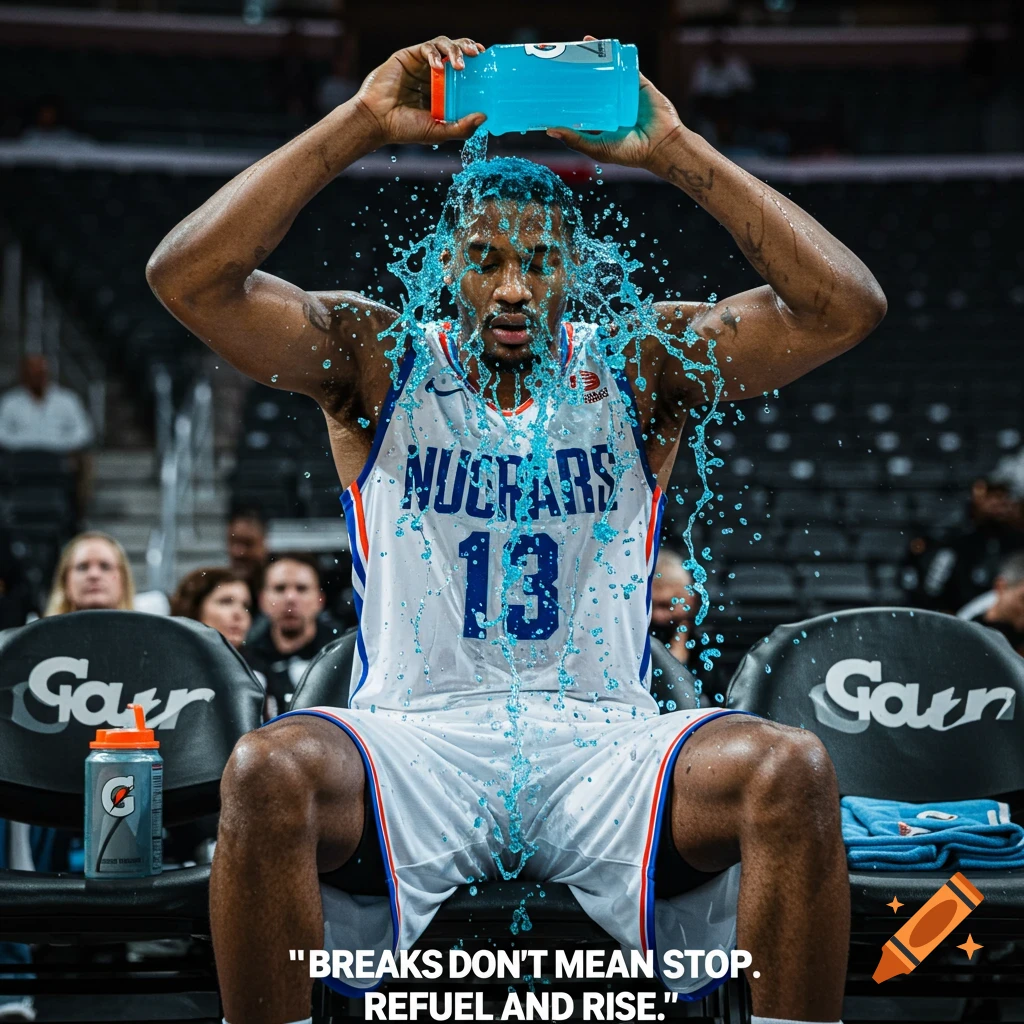 Athlete pouring Gatorade on head on Craiyon