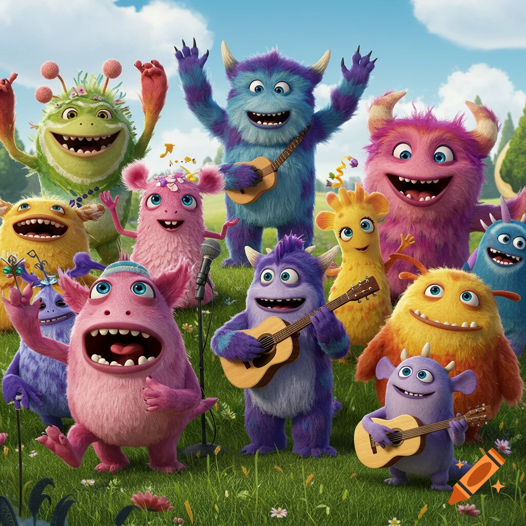 A vibrant illustration shows CoComelon and Teletubbies characters playing together in a sunny ...