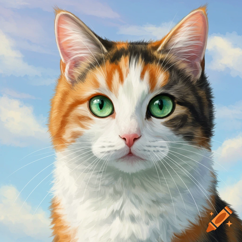 Calico Cat With Blue And Green Eyes