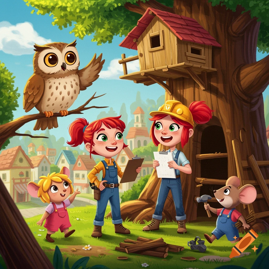 Archie the owl, Ellie the engineer, Pip the penguin, and Maya the mouse ...