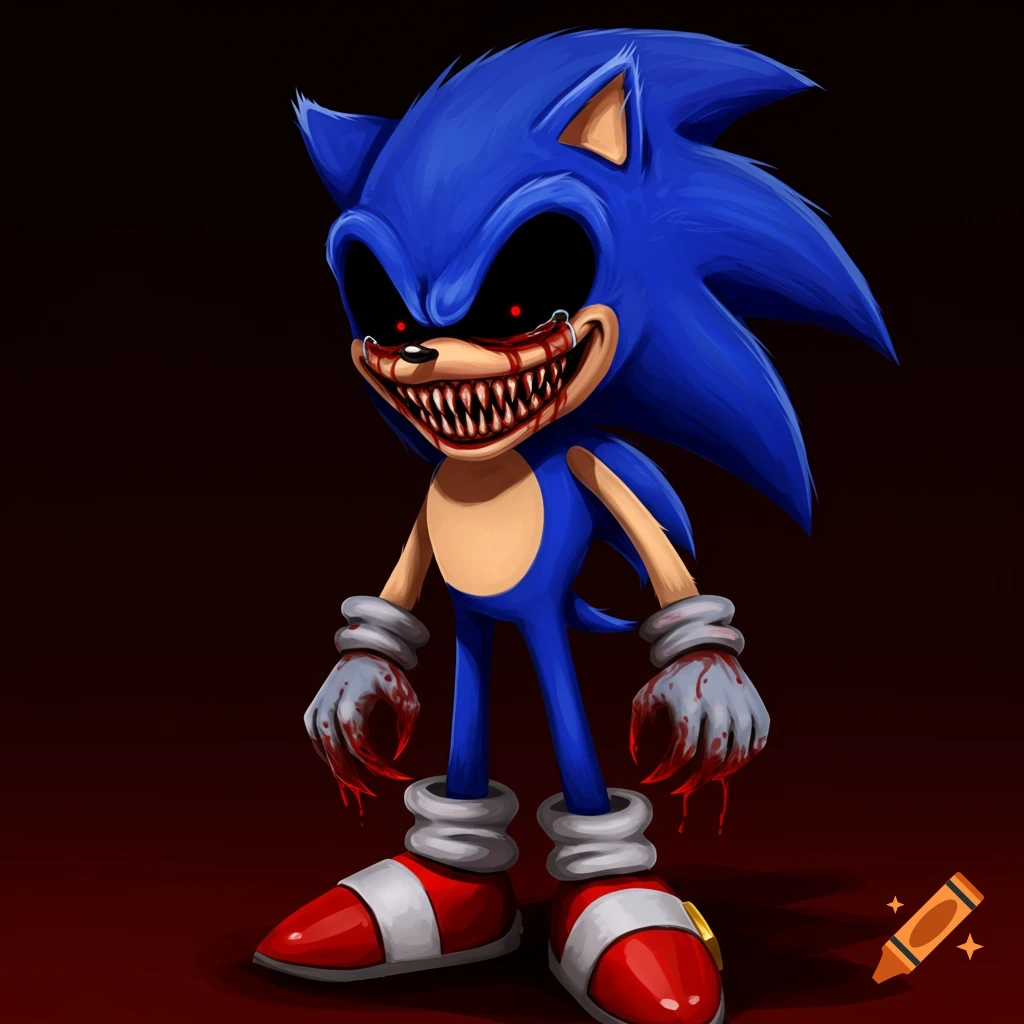 Creepy depiction of Sonic with sharp teeth, bleeding eyes and hands. on ...