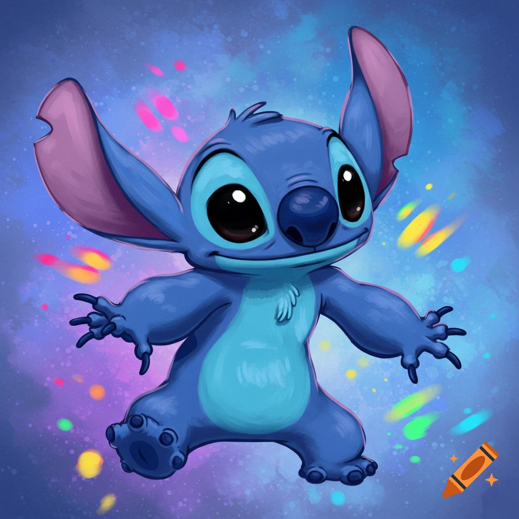 A blue cartoon character Stitch waving. on Craiyon