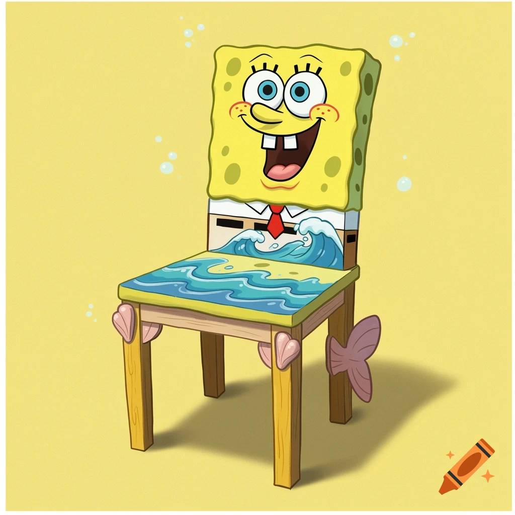A cartoon Spongebob Squarepants themed wooden chair design with ...