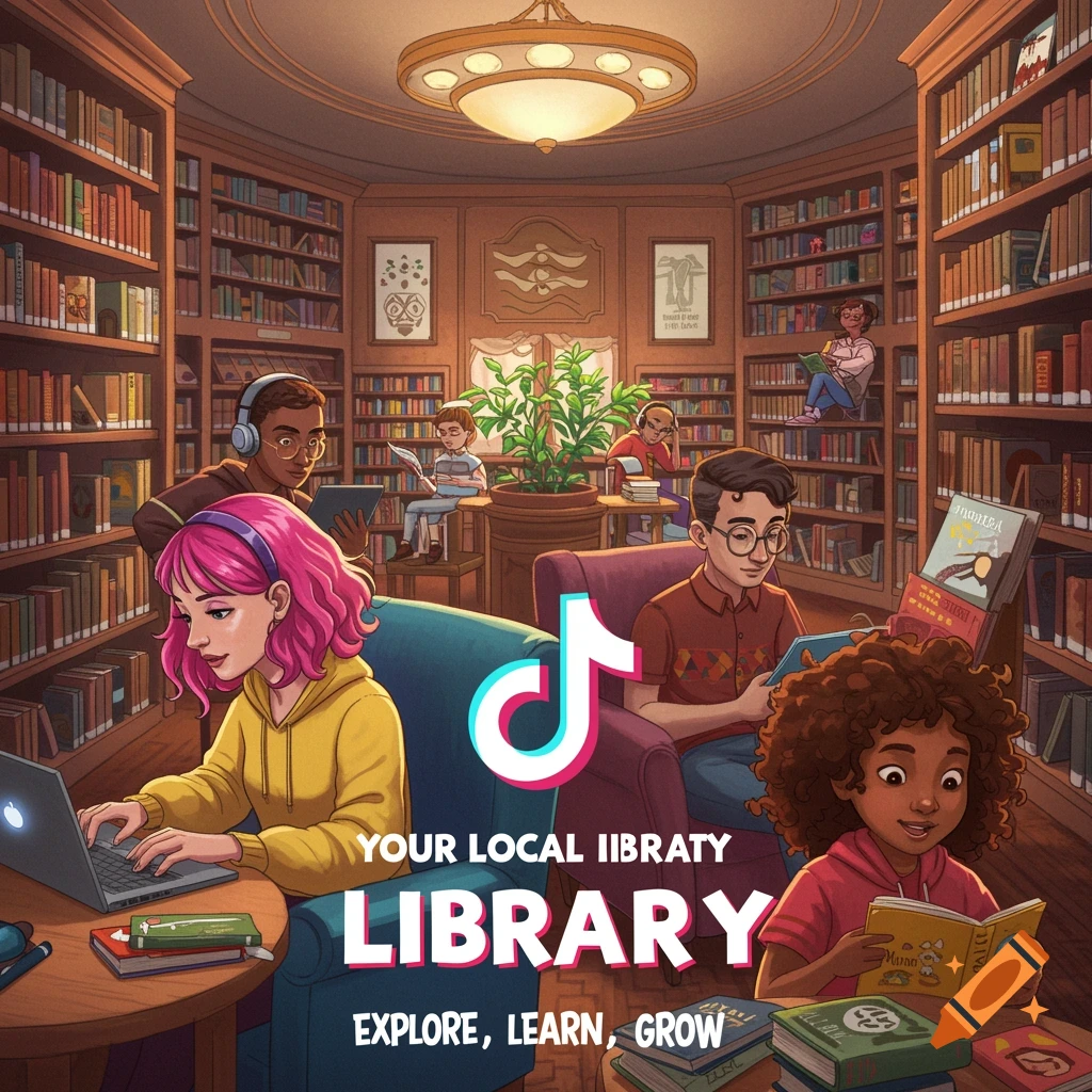 Local public library TikTok ad on Craiyon