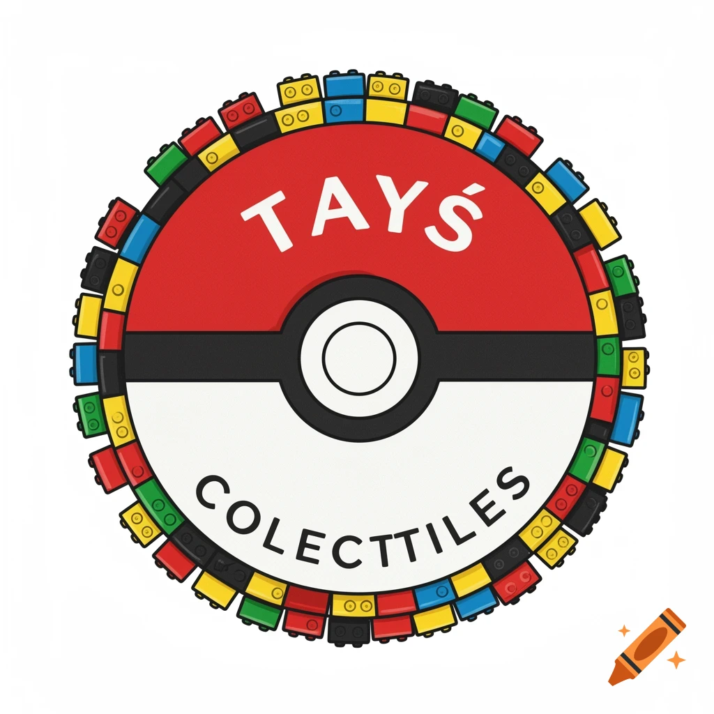 Tays Collectibles logo with Poke Ball and Lego pieces on Craiyon