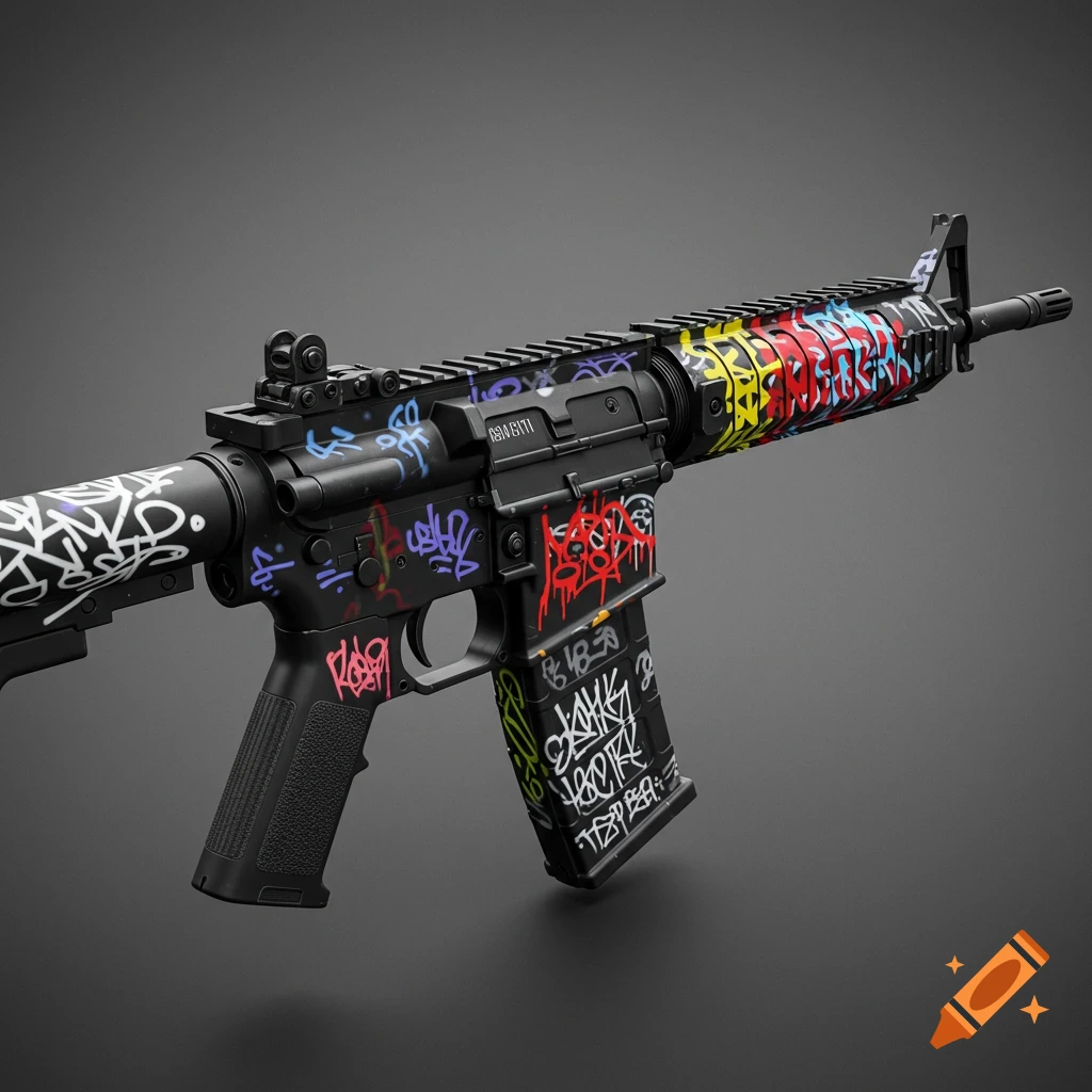 Graffiti art of an AR-15 rifle on Craiyon