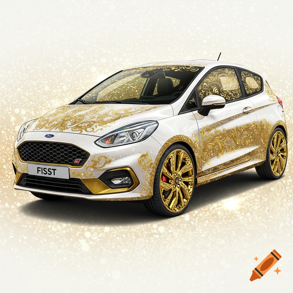 White and blue Ford Fiesta WRC rally car with sponsor logos on a dirt ...
