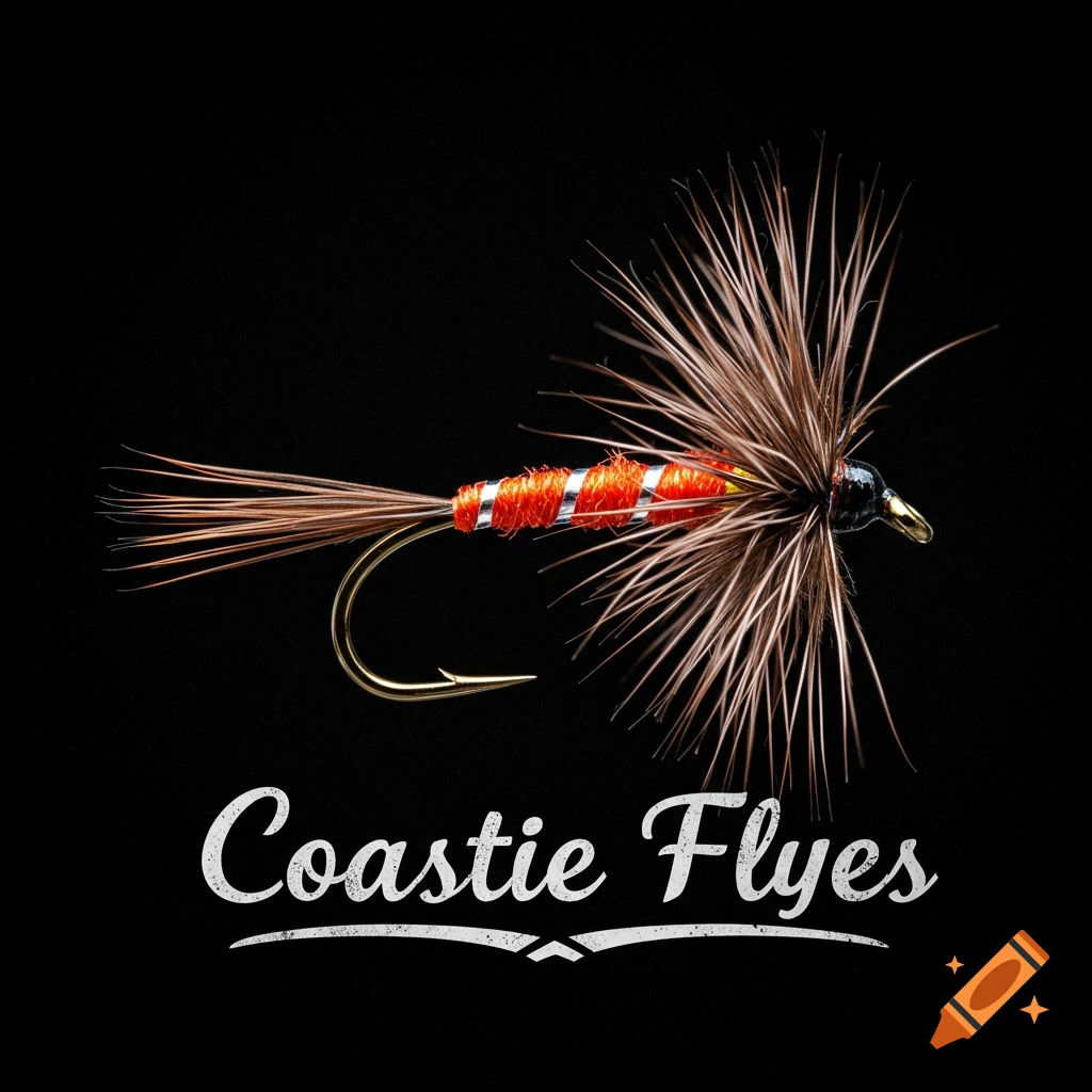 Coastie Flies fly fishing lure with U.S. Coast Guard stripe on Craiyon