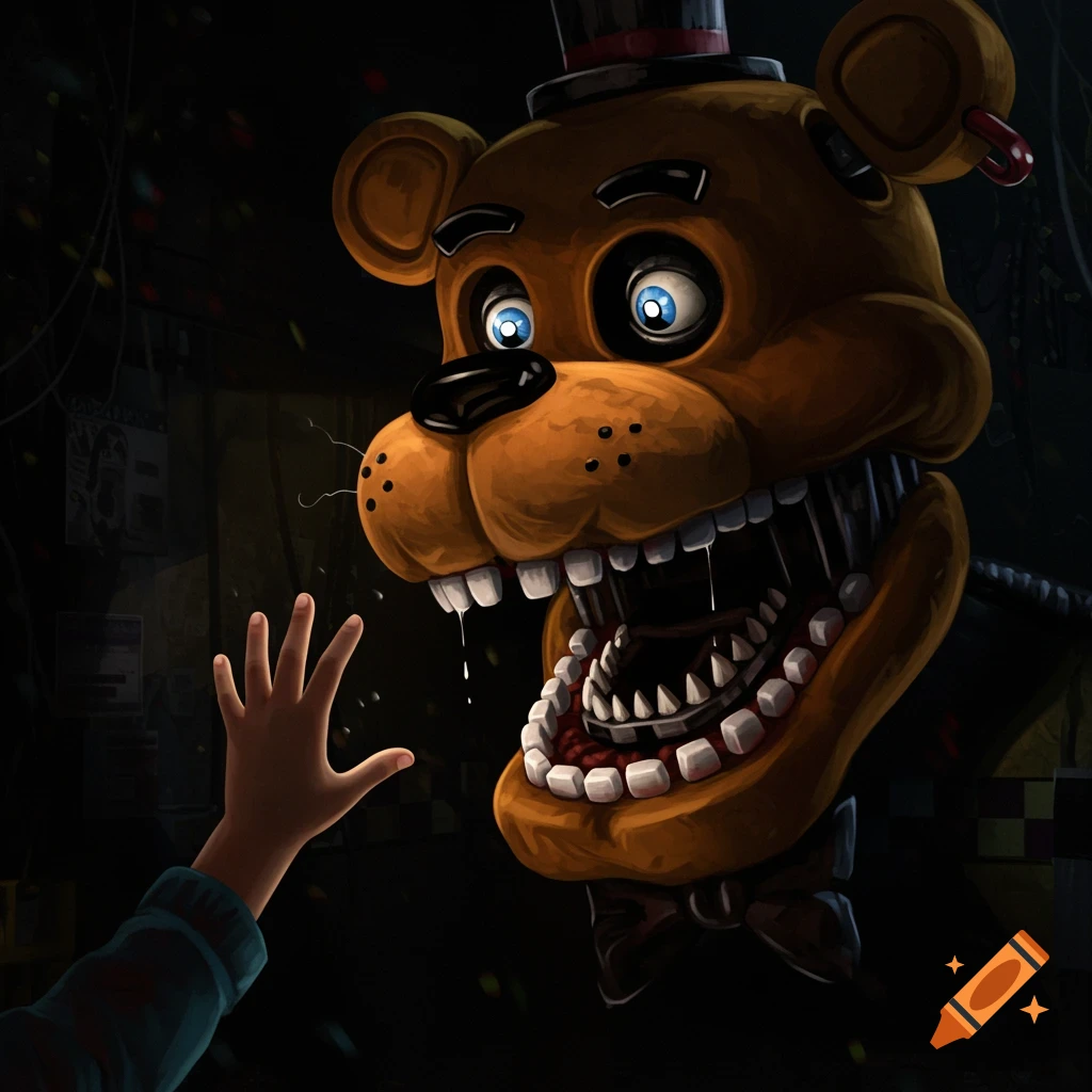 Freddy Fazbear with distorted features on Craiyon