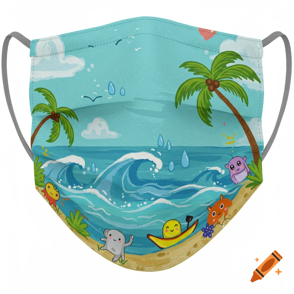 Face mask design with positive foster care message featuring ocean and ...