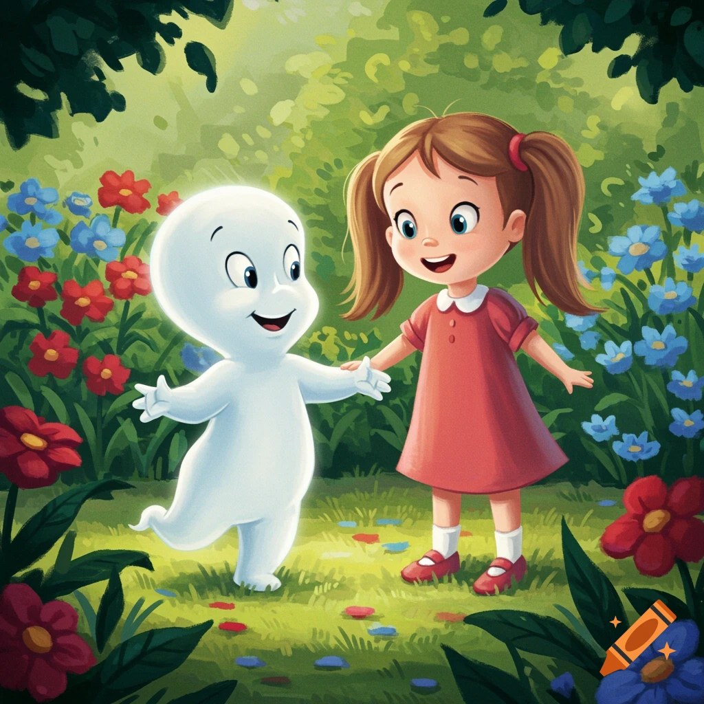 Casper the Friendly Ghost with a girl on Craiyon