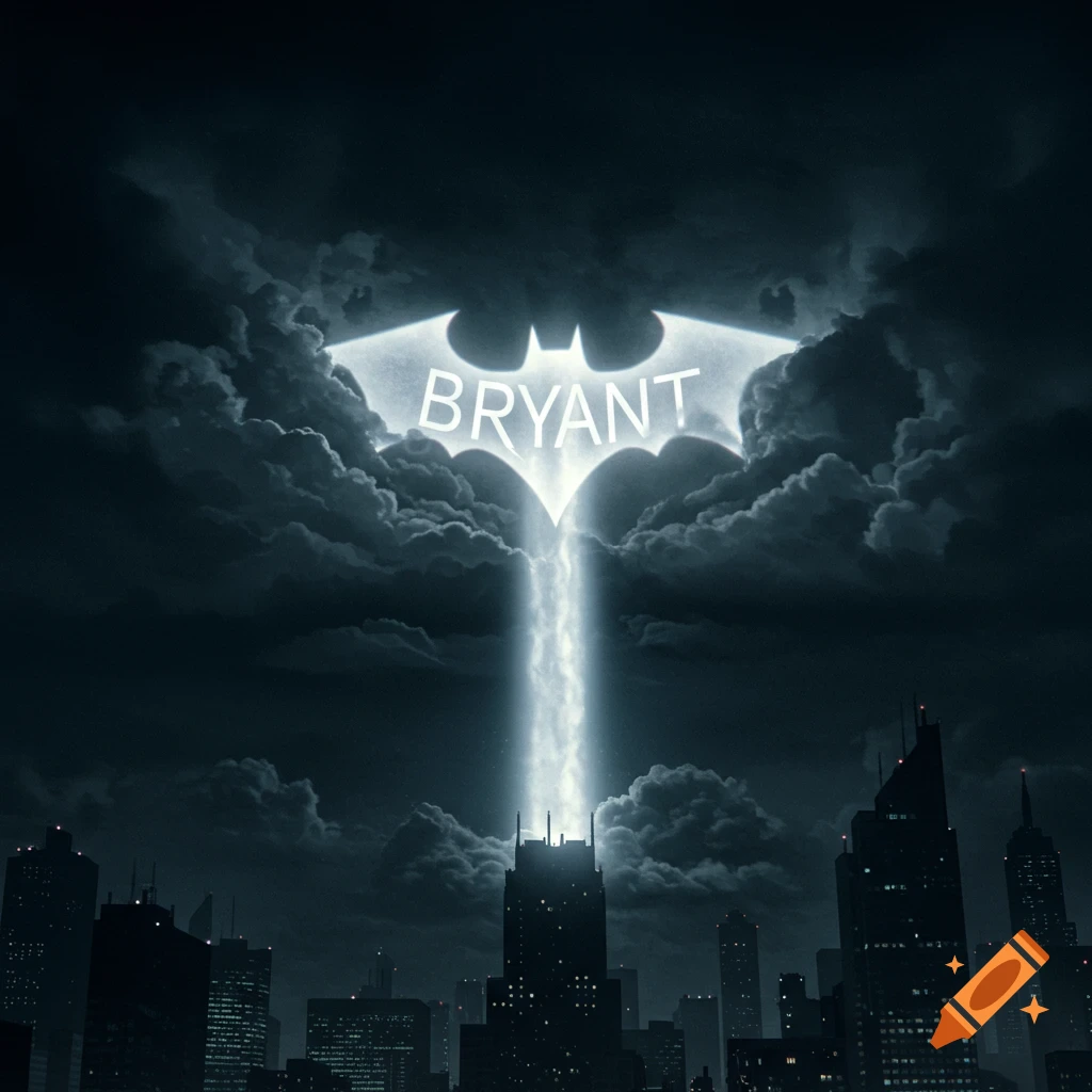 Bat-Signal with the name "Bryant" on Craiyon