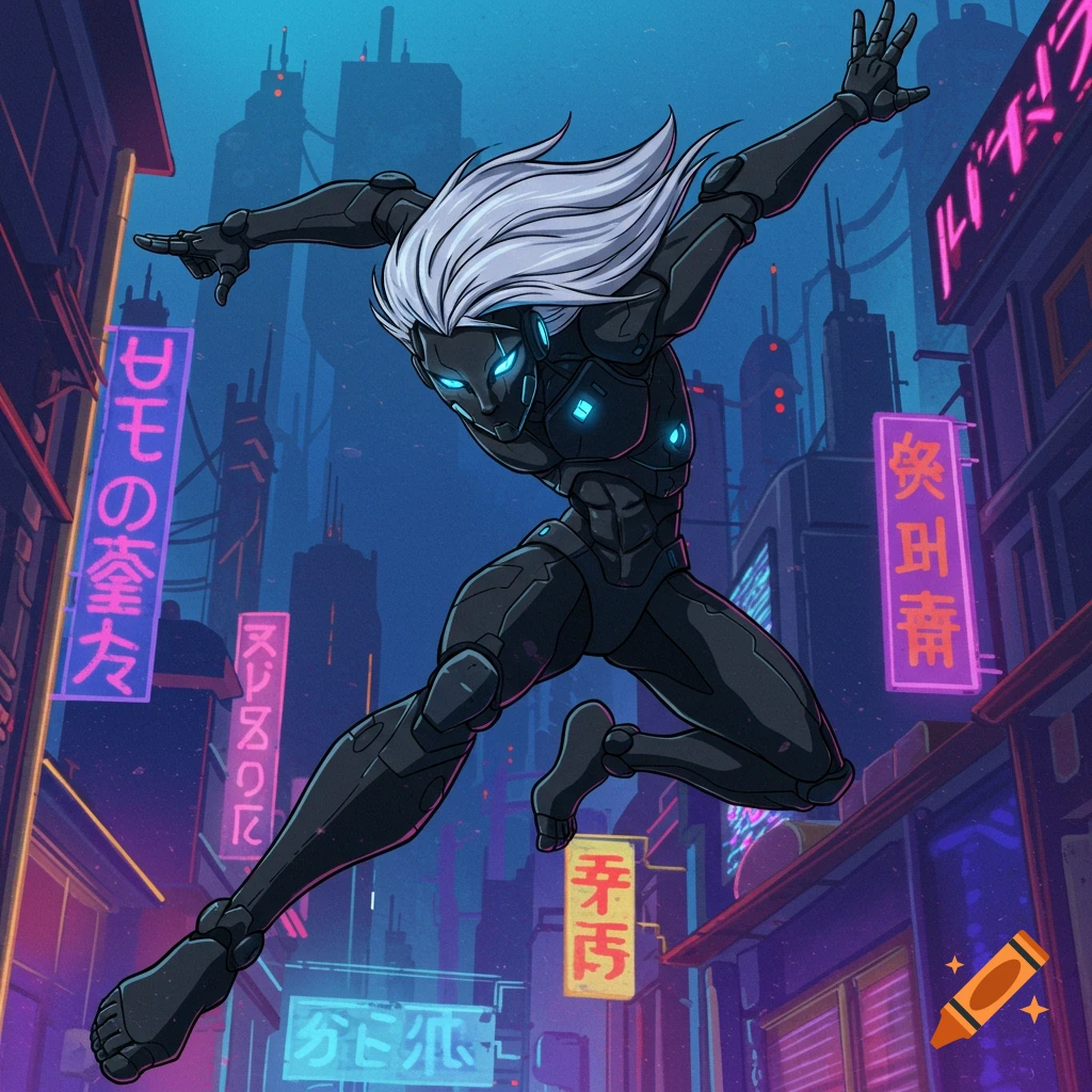 Futuristic ninja android in 2000s anime style on Craiyon