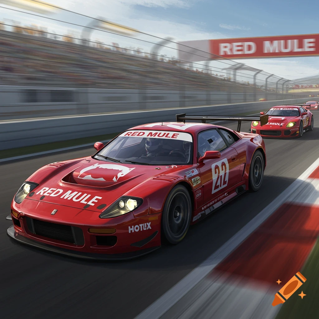 Three race cars crashing on a track with fire, sparks, and debris ...