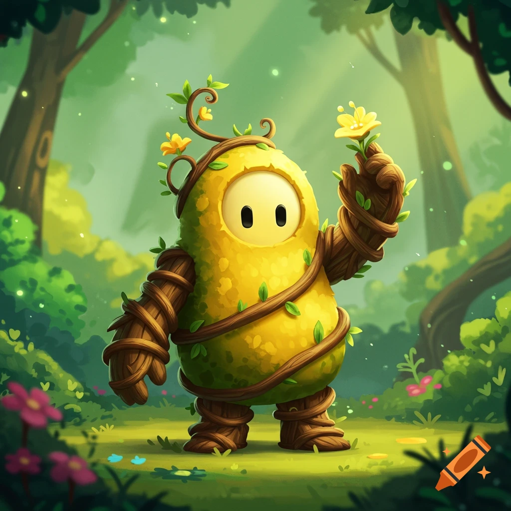 A vibrant green keyboard made of leaves sits in a lush forest clearing ...